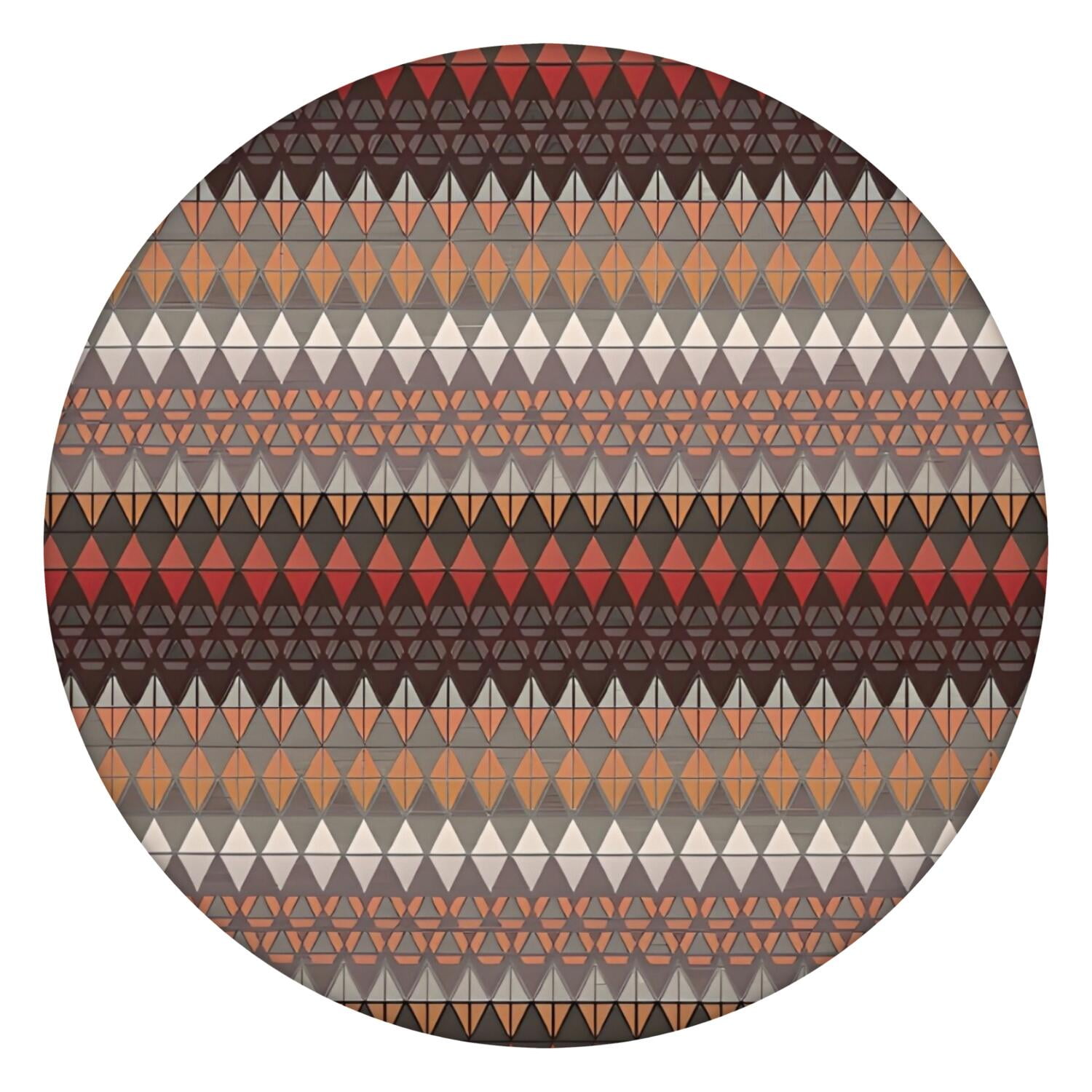 Brown Boho Geometric Triangles and Rhombuses Pattern Round Fitted ...