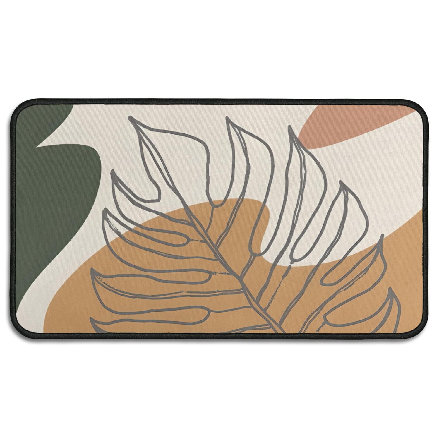 Brown Boho Line Art Plant Pattern Door Rugs,Washable Non Slip Door Mats ...