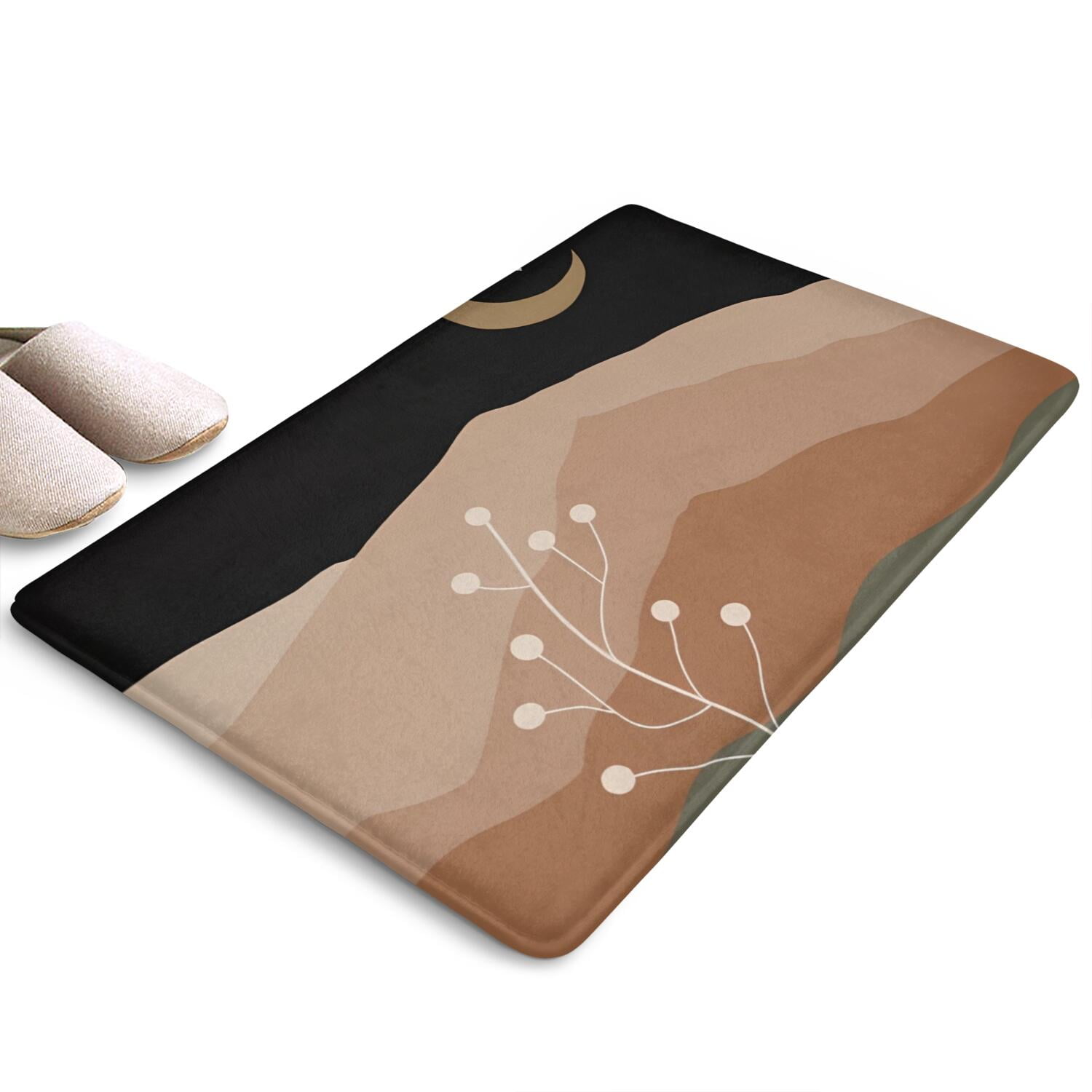 Brown Boho Night Landscape Flannel Non Slip Door Rugs,Washable Door ...