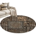 Brown Boho Round Rug 4ft Washable Circle Entryway Rugs Non Slip ...