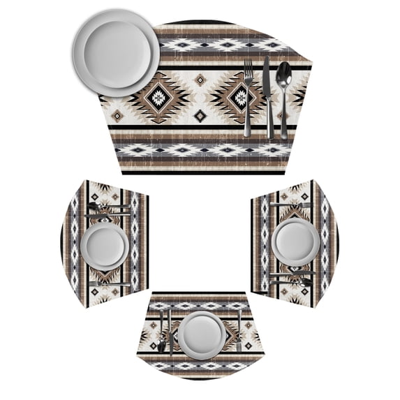 Brown Boho Round Table Placemats Set of 2 Wedge Placemats, Southwestern ...