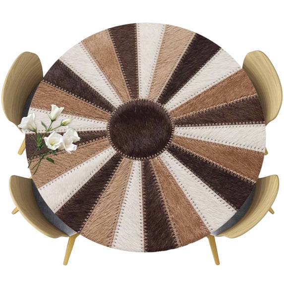Brown Boho Round Tablecloth 55-60 Inch Round Fitted Table Cloth with ...