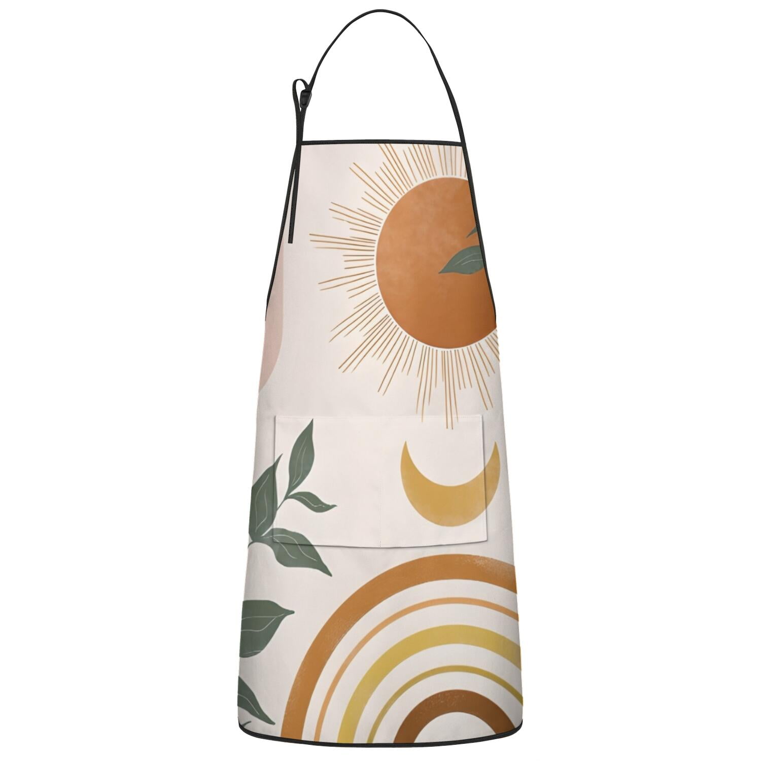 Brown Boho Sun, Moon and Plant Pattern Apron-Garden Aprons for Women ...