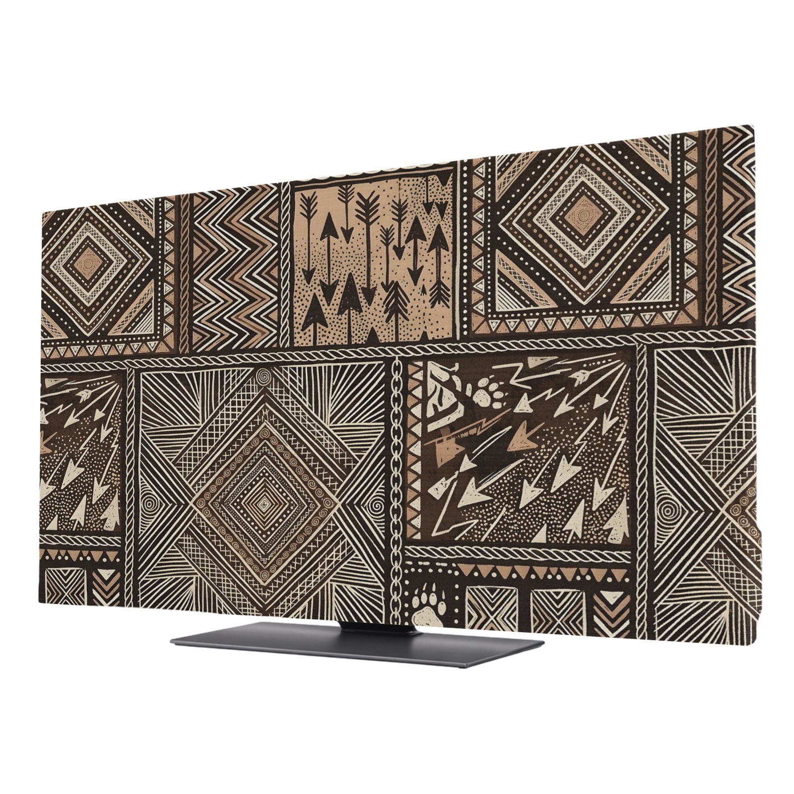 Brown Boho TV Cover for 50 Inch Screen, Stretch Fabric Dustproof TV ...