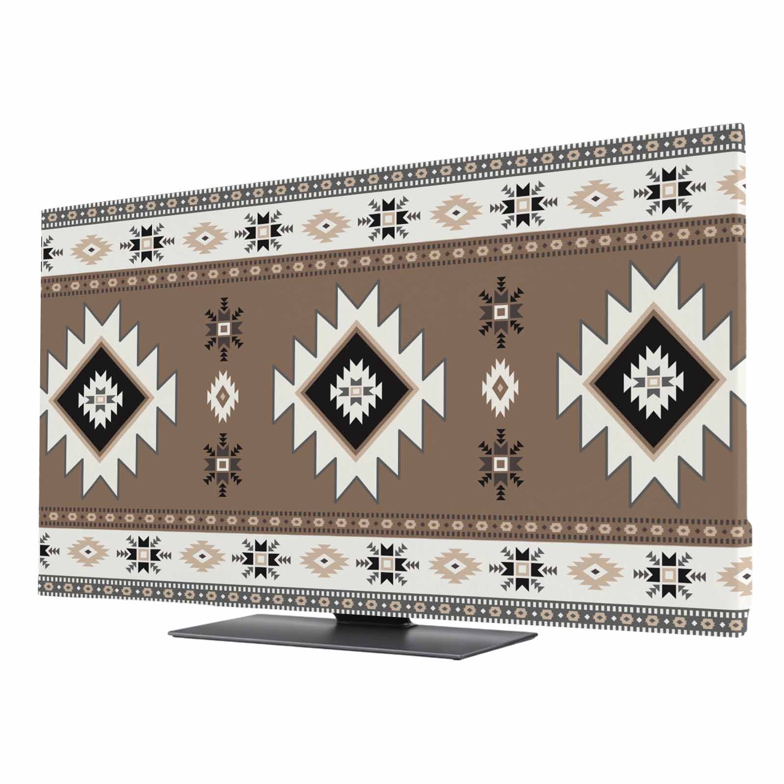 Brown Boho TV Cover for 55 Inch Screen,Stretch Fabric Dustproof TV ...