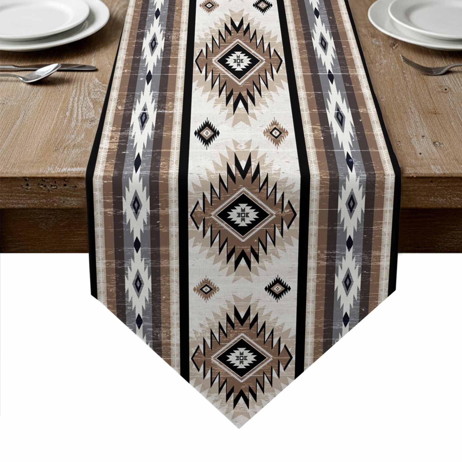 Brown Boho Table Runner Linen Burlap Table Runner 120 Inches Long ...