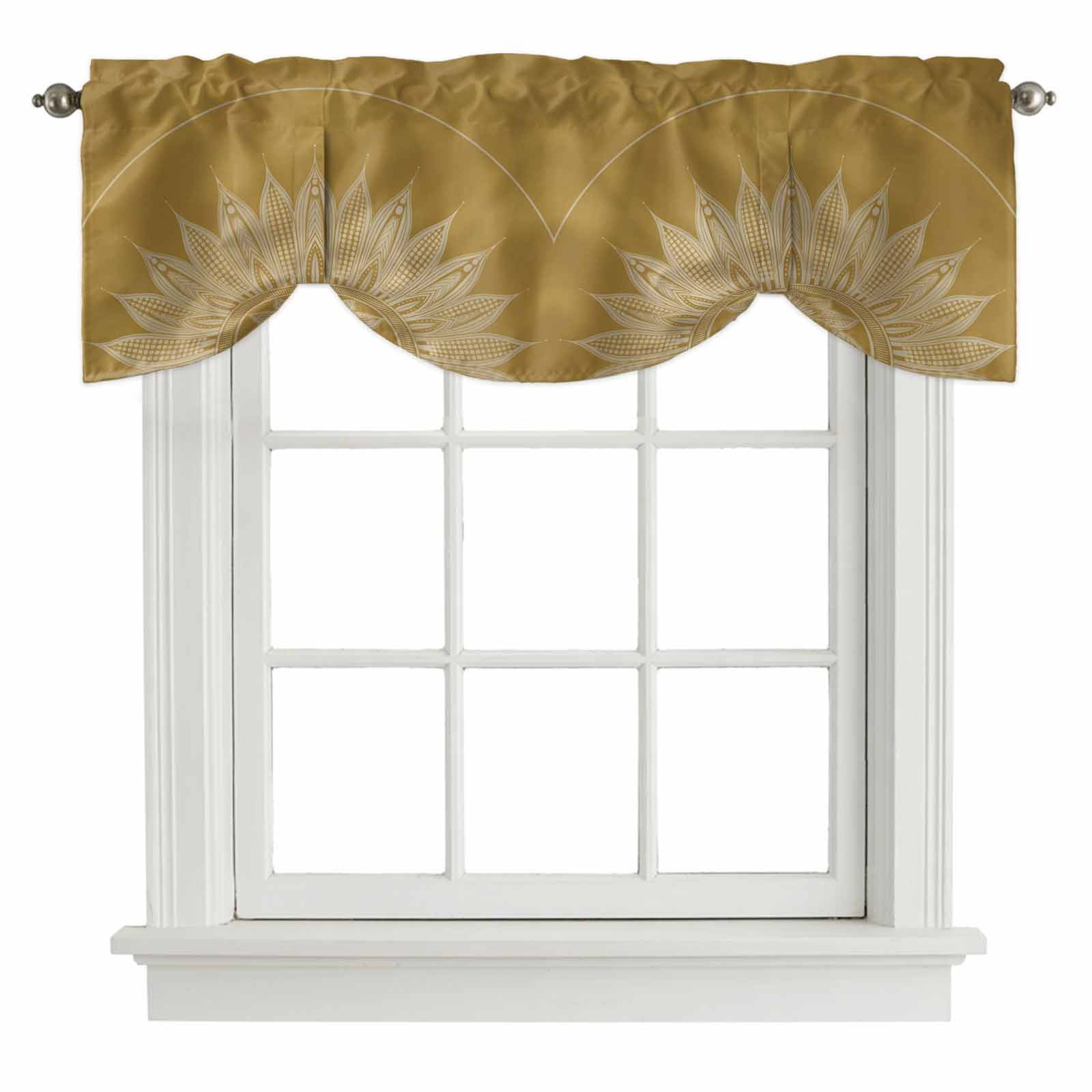 Brown Boho Tie Up Valance Curtains for Windows, Kitchen Curtains Window ...