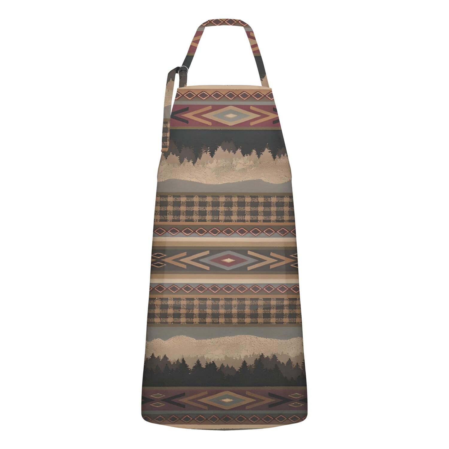 Brown Boho Tribal Trees and Diamonds Apron-Garden Aprons for Women with ...