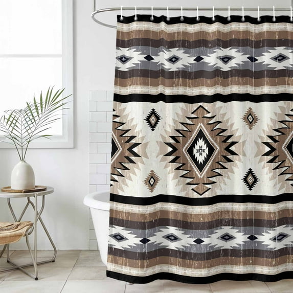 Brown Boho Waterproof Fabric Shower Curtain,Southwestern Ethnic Aztec ...