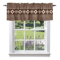 Brown Boho Window Valance for Kitchen, Moroccan Geometric Striped Folk ...