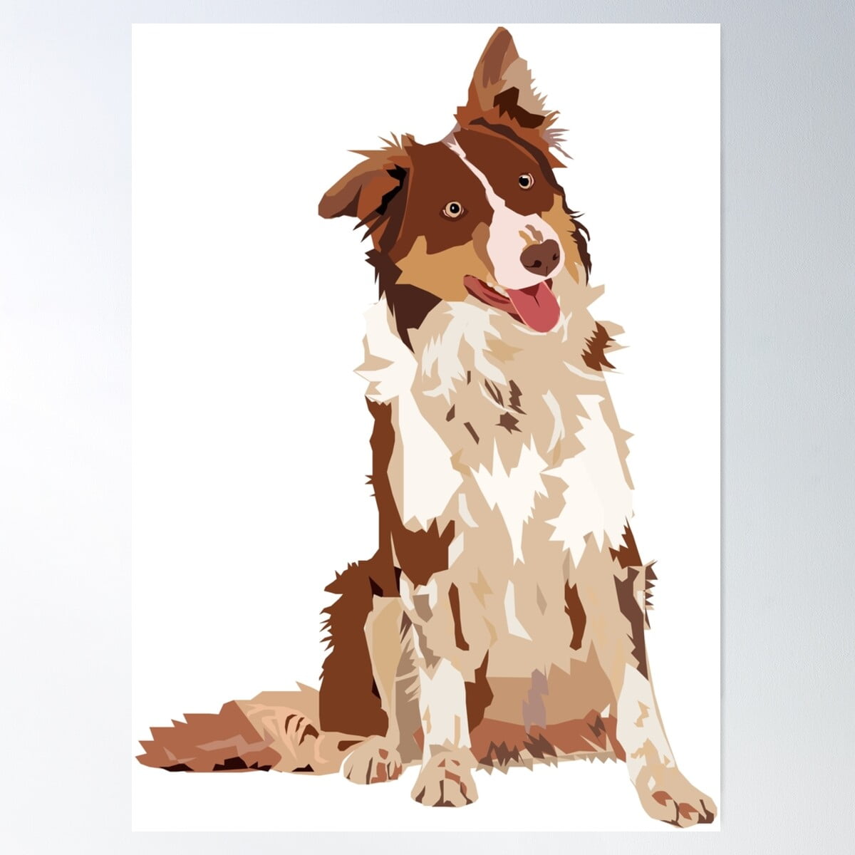 Brown Border Collie Happy Dog Poster Wall Art, Modern Wall Decor For ...