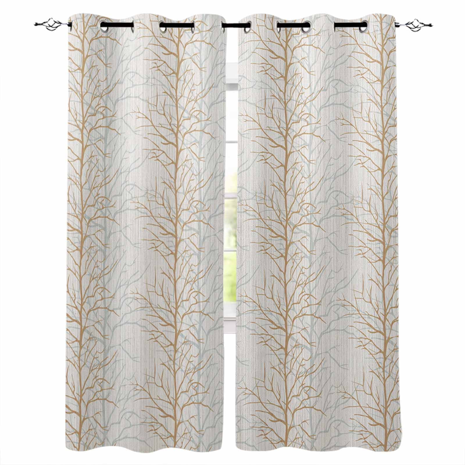 Brown Botanical Blackout Curtains for Bedroom/Living Room, Thermal ...