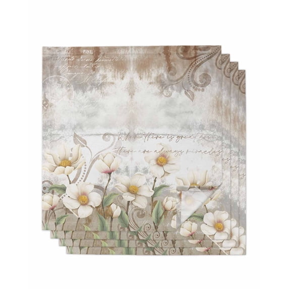 Brown Botanical Cloth Napkins Set of 4 Reusable Dinner Napkins, Spring ...