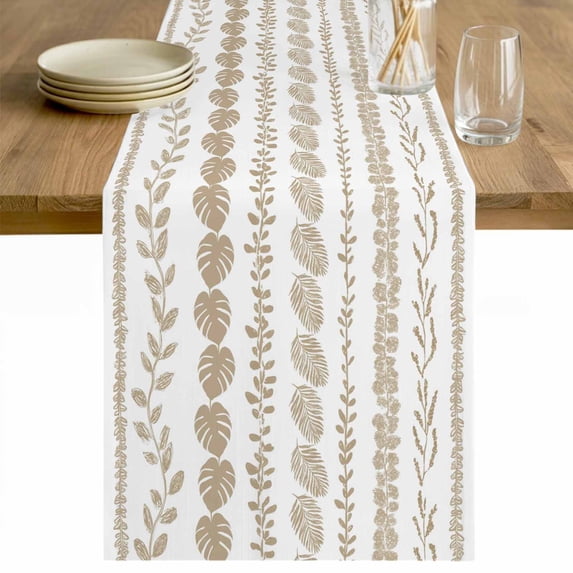 Brown Botanical Cotton Linen Rectangle Table Runners 13"x36", Summer ...