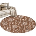 Brown Botanical Round Rug 3ft Washable Circle Entryway Rugs Non Slip ...