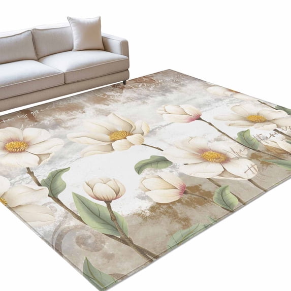 Brown Botanical Washable Rug 5x8 Area Rug for Living Room Bedroom Non ...