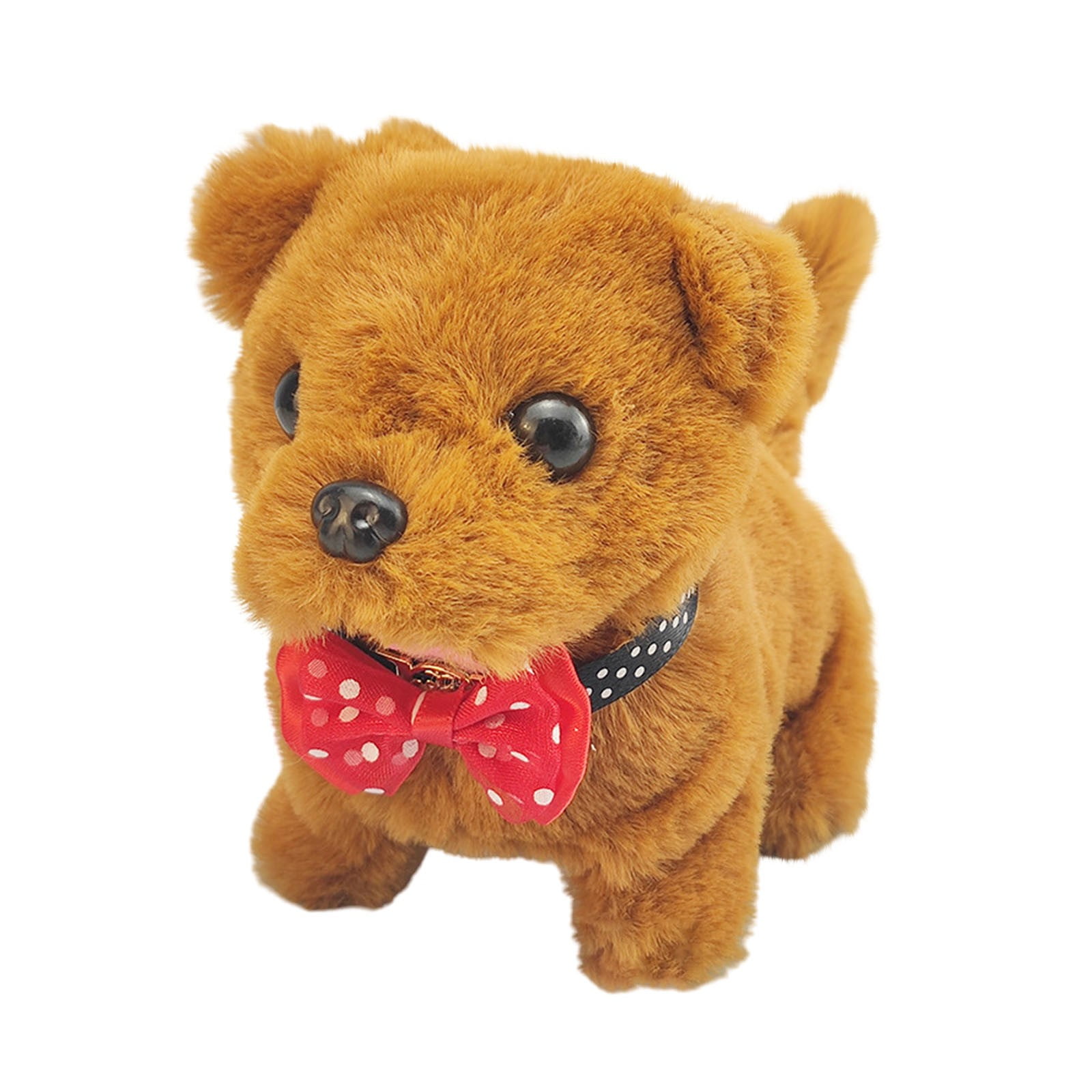 Brown Bow Tie Bichon Electronic Interactive Walking Dog Toy With Sound ...