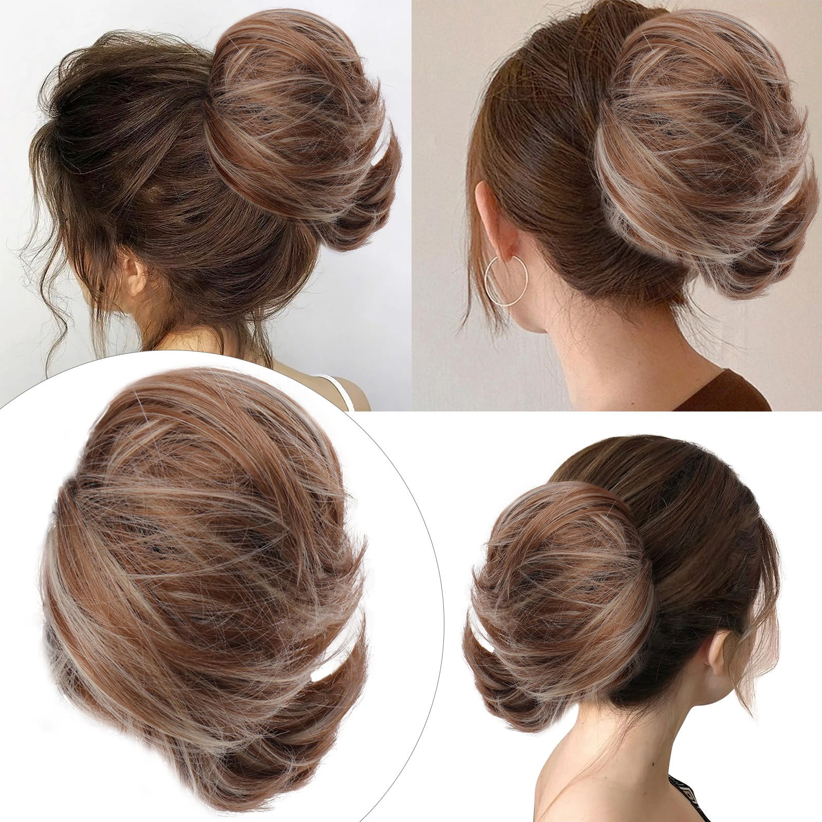 Brown Bowl Cut Wig, Female Hair Bag Ball Head Wig Button Flower Bag Wig ...