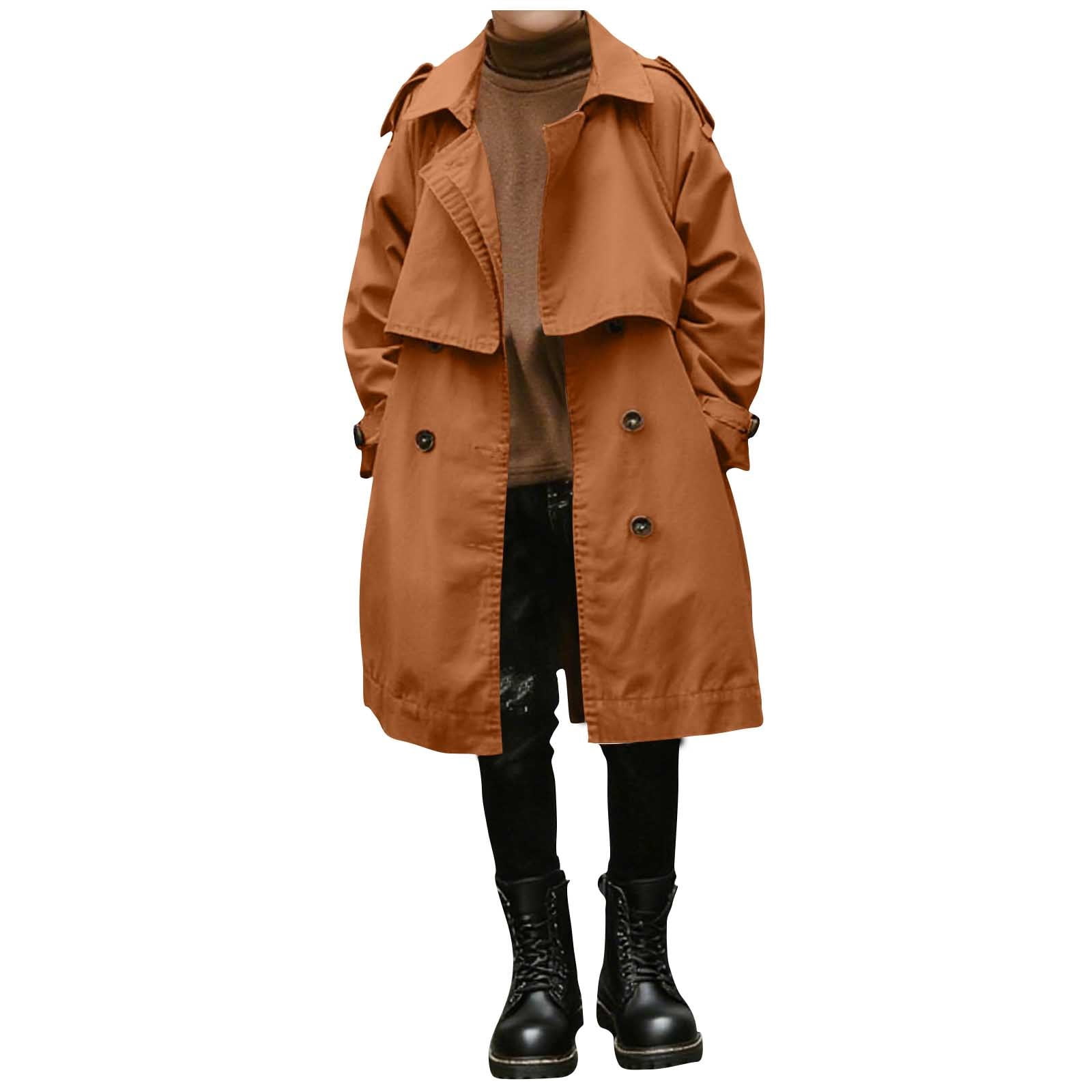 Brown Boy Girl Children Boy Girl Brunch Button Jacket Trench Coat for ...