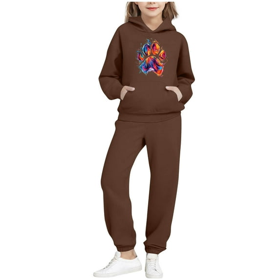 Brown Boy Girl Children Boy Girl Workout Gym Match Casual Long Sleeve ...