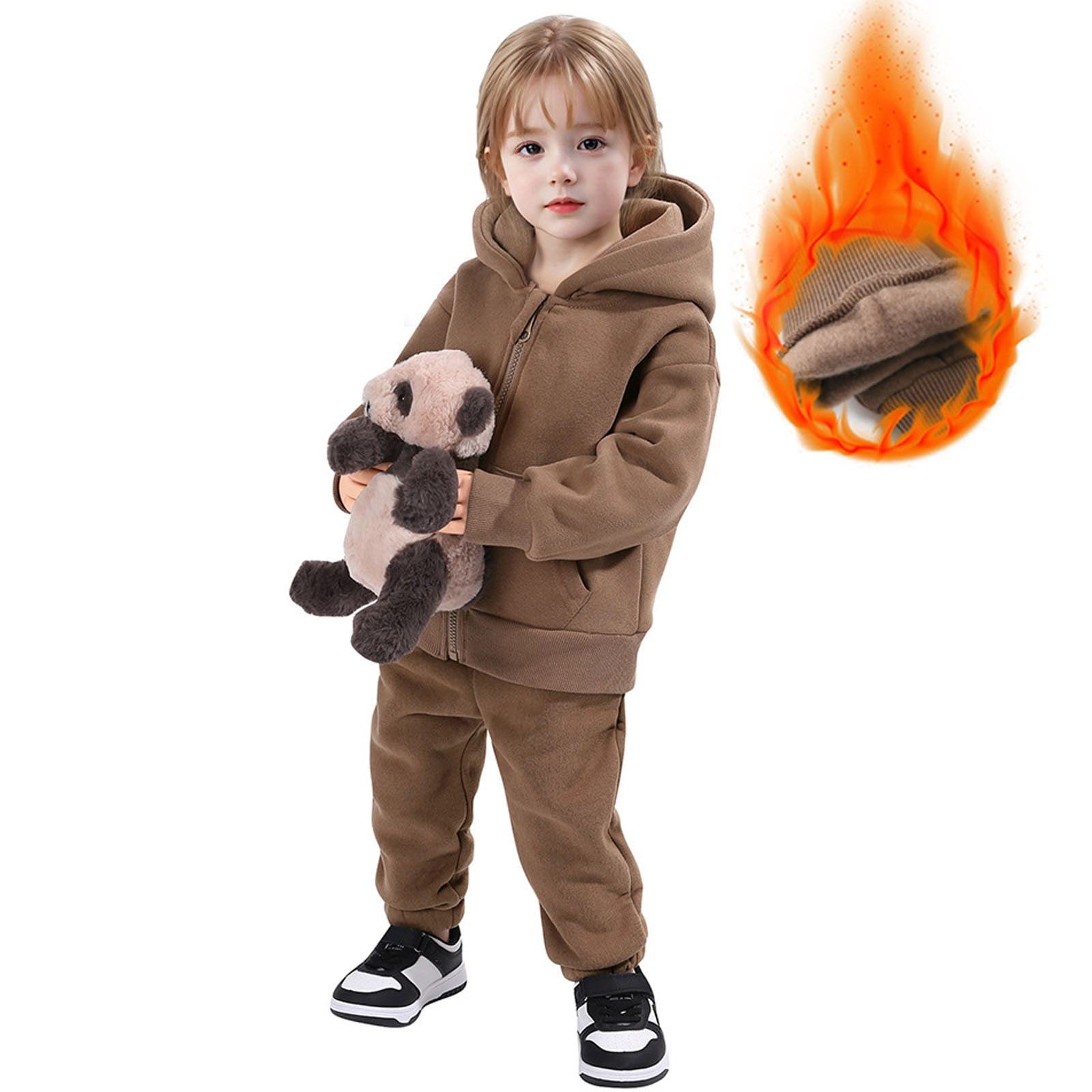 Brown Boy Girl Top 2PC Tracksuits for Children Boy Girl Fall Winter ...