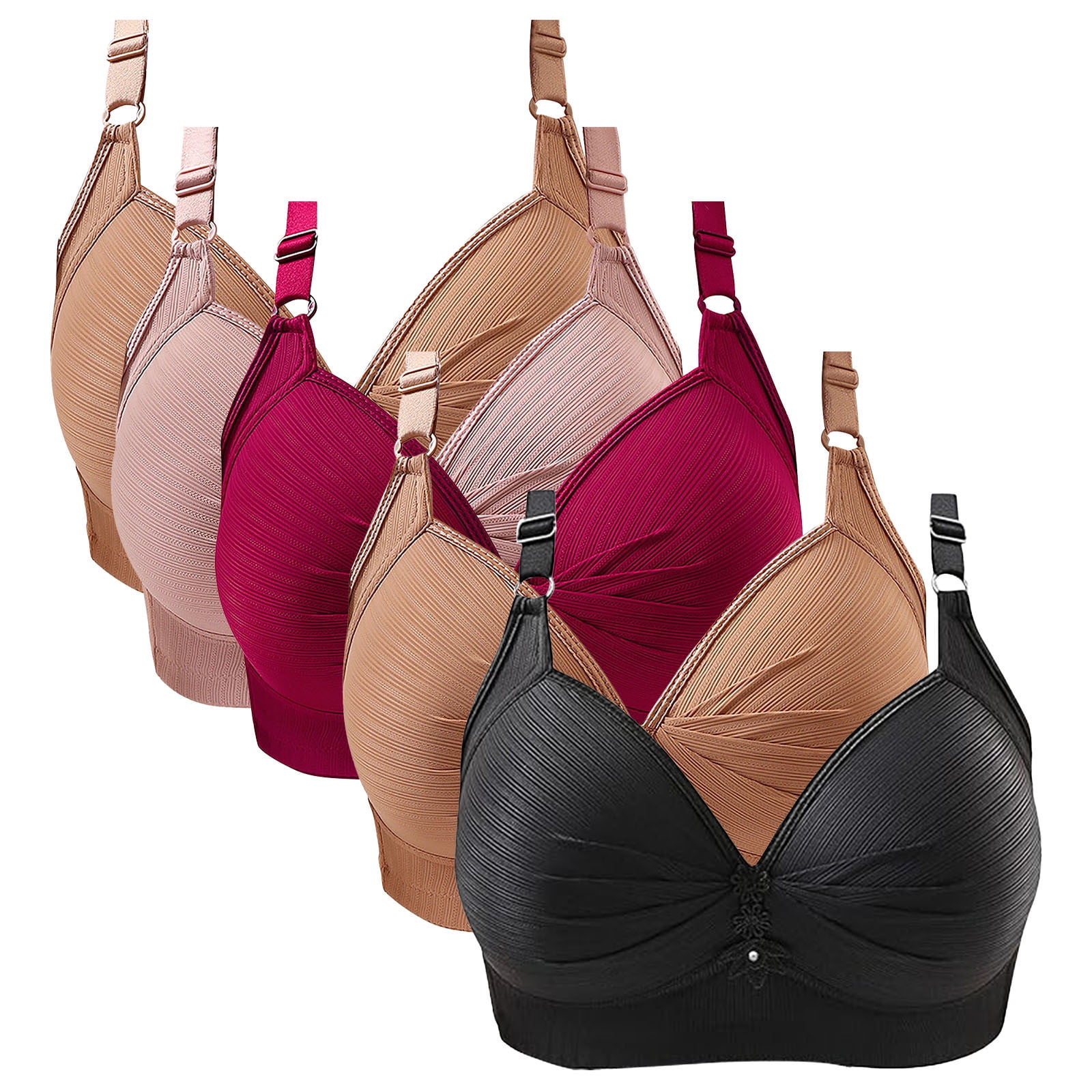 Brown Bras for Women Lace Back Button Shaping Cup Adjustable Shoulder ...