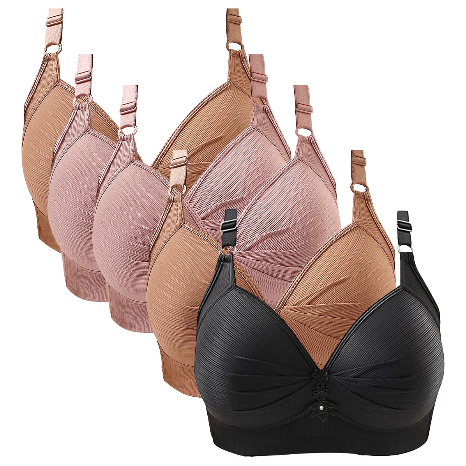 Brown Bras for Women Lace Back Button Shaping Cup Adjustable Shoulder ...