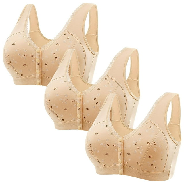 Brown Bras for Women Lace Front Button Shaping Cup Adjustable Shoulder ...