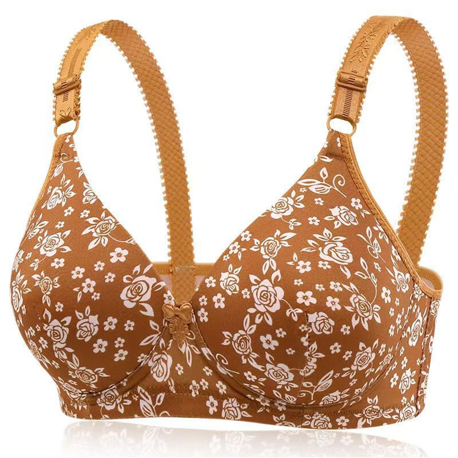 Brown Bras for Women Ladies Back Lace Underwear Lady Side Buckle Without Gathered for The ...