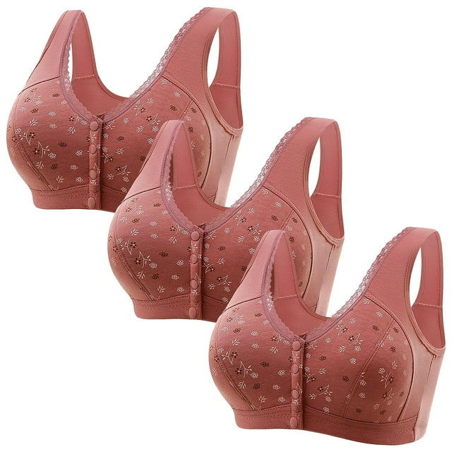 Brown Bras for Women No Underwire Women Lace Front Button Shaping Cup ...