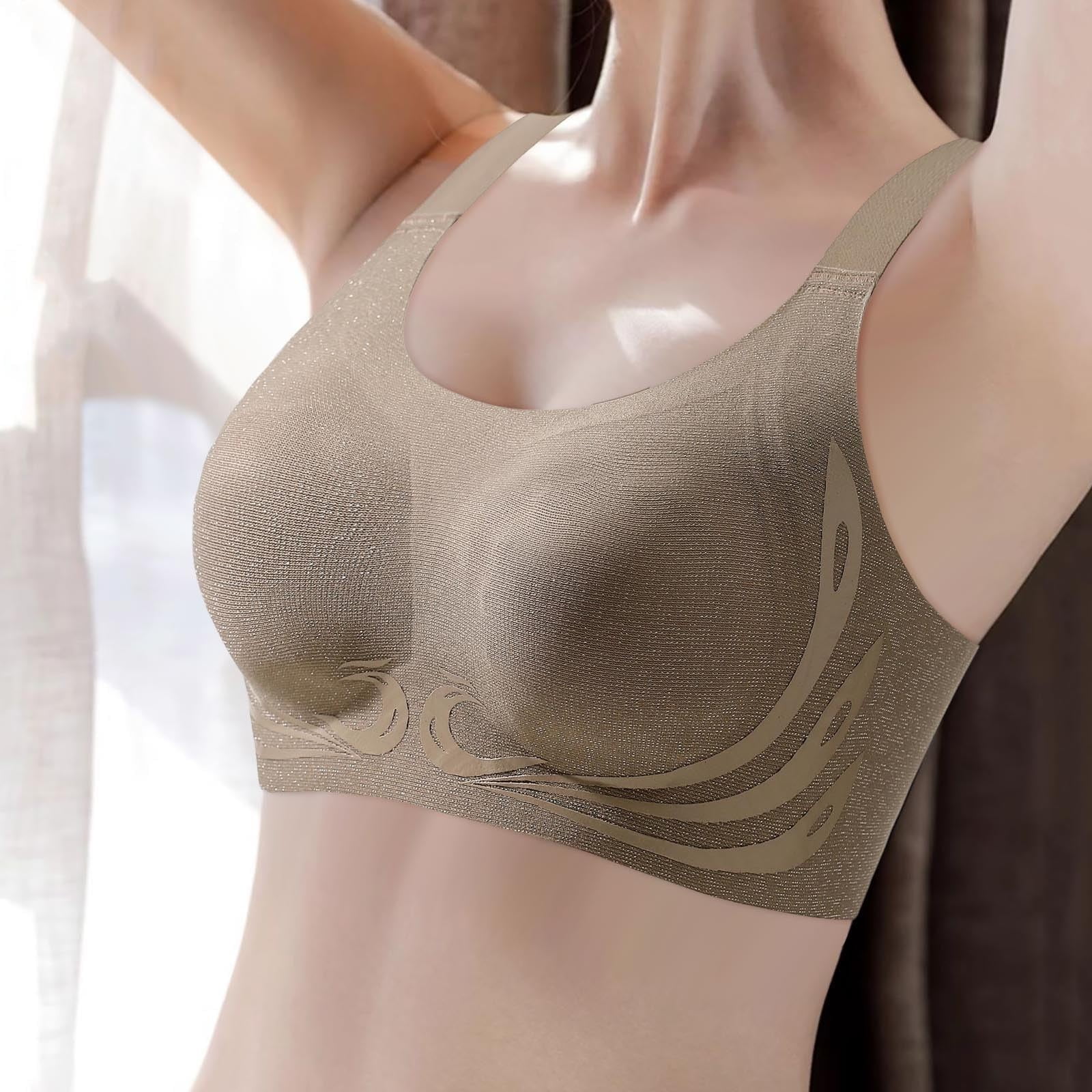 Brown Bras for Womens Wireless Bra Super Gather Bra Anti Sagging Breasts Support Pushup Lifting ...