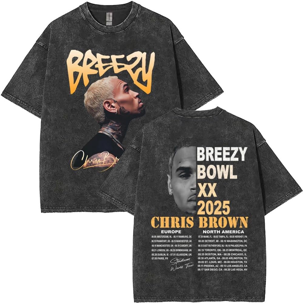 Brown Breezy Shirt Vintage Washed 2025 Breezys Merch Tshirt Bowls ...