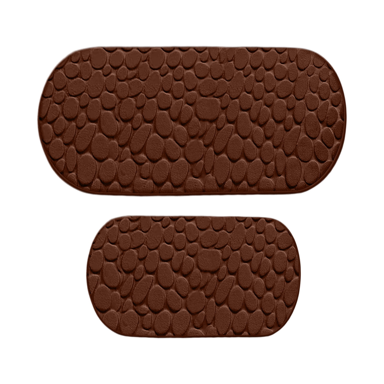Brown Brown Two-Piece Bath Mat Set With Cobblestone Design For Bathroom ...