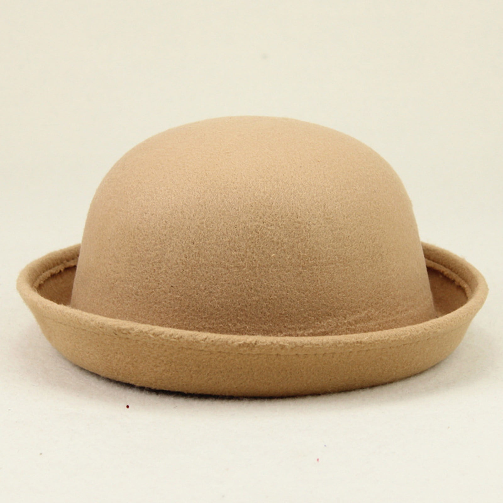 Brown Bucket Hats Elegant Adults Solid Hat Roll Up Brim Panama Bowler ...