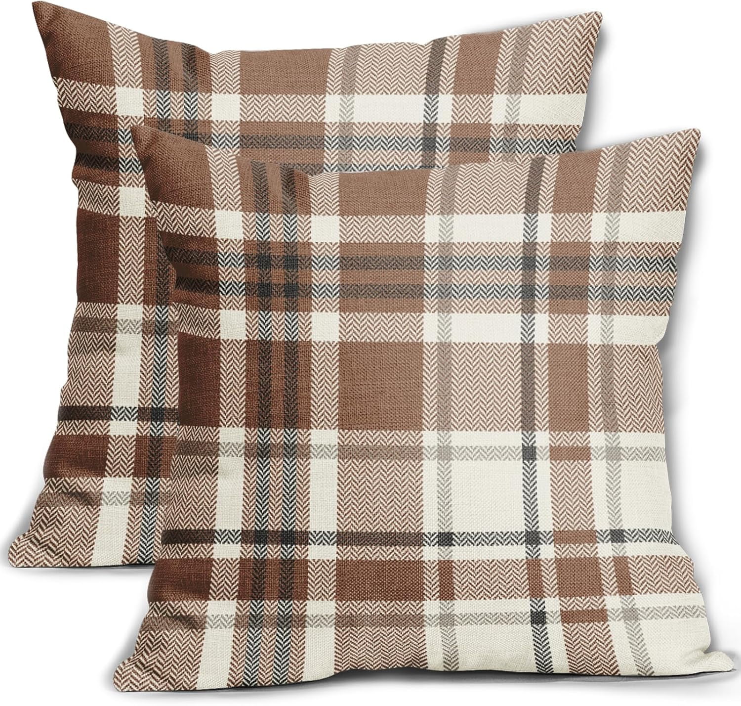 Brown Buffalo Plaid Pillow Covers 18x18 Set of 2 Checkered Tartan ...