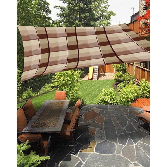Brown Buffalo Plaid Sun Shade Sail 6.5'X10' Geometric Check Abstract ...
