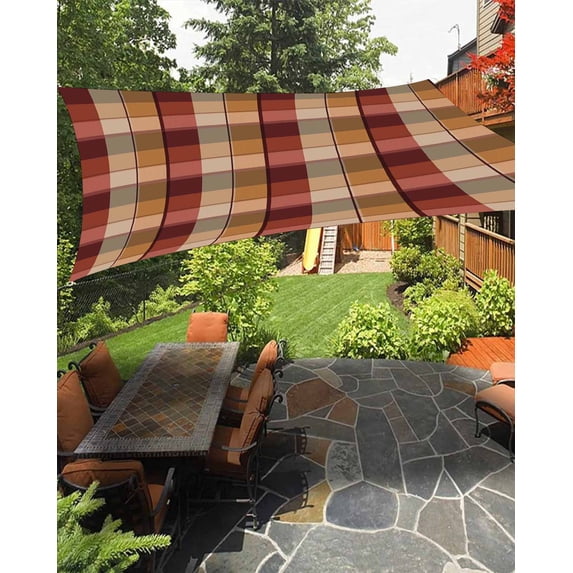Brown Buffalo Plaid Sun Shade Sail 8'X10' Red Geometric Check Abstract ...
