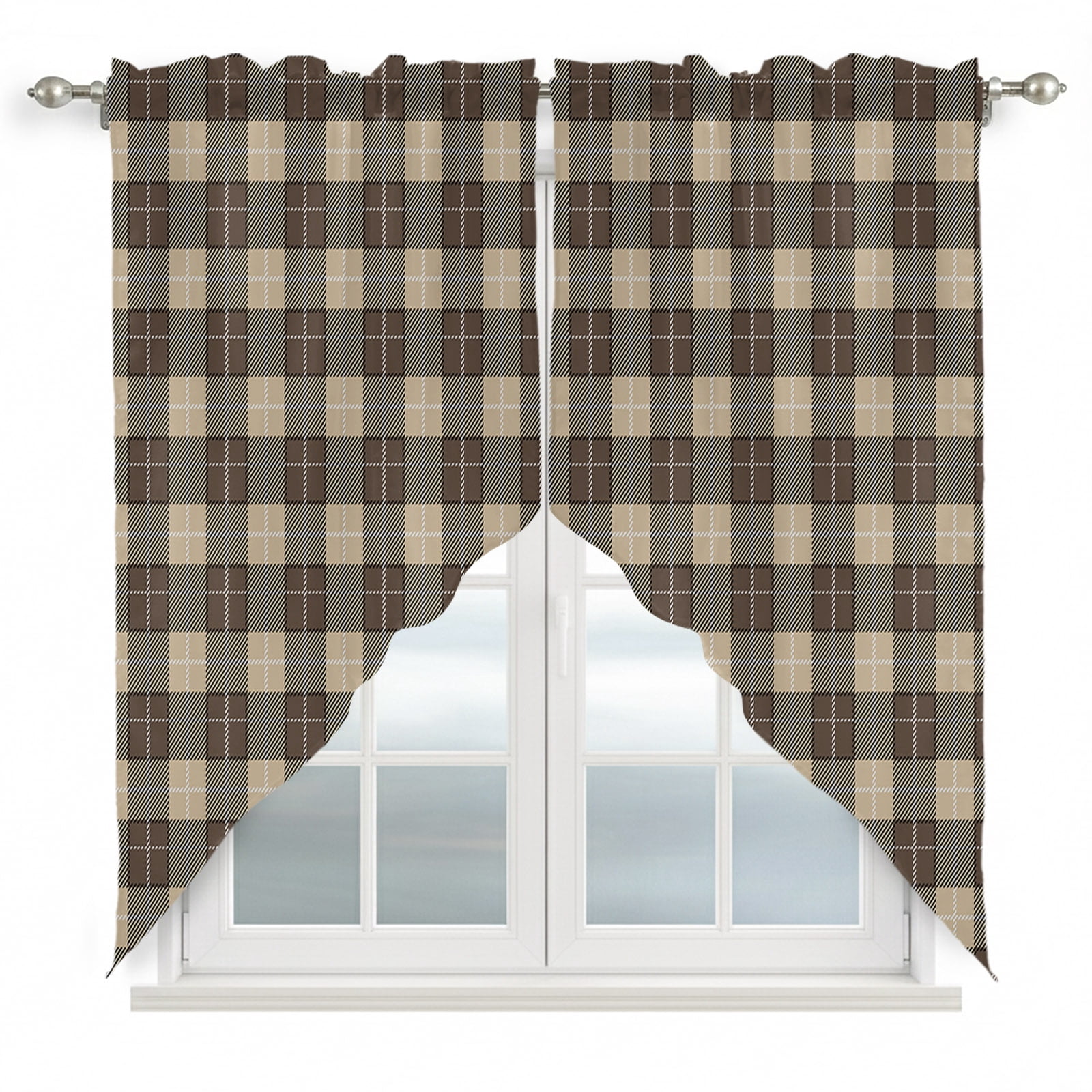 Brown Buffalo Swag Valances for Windows 36 inches Long, Lattice Swag ...