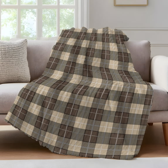 Brown Buffalo Throw Blanket for Couch Lattice Soft and Warm Flannel 3D ...