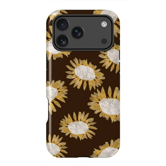Brown Button Flowers Simple Minimal Floral Case for iPhone 17 16 15 14 ...