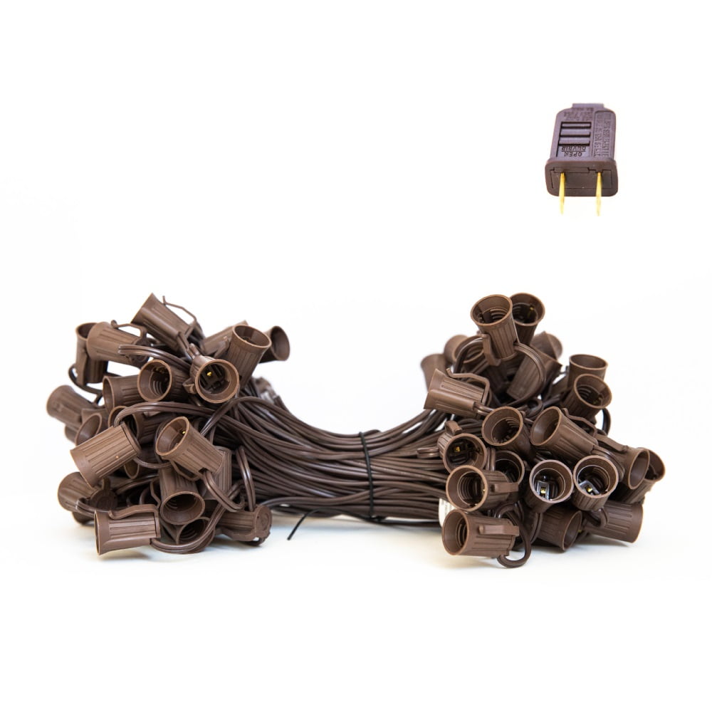 EZLS C9 100' Light Socket Stringer, Brown Strand, SPT-1, 100 Sockets ...