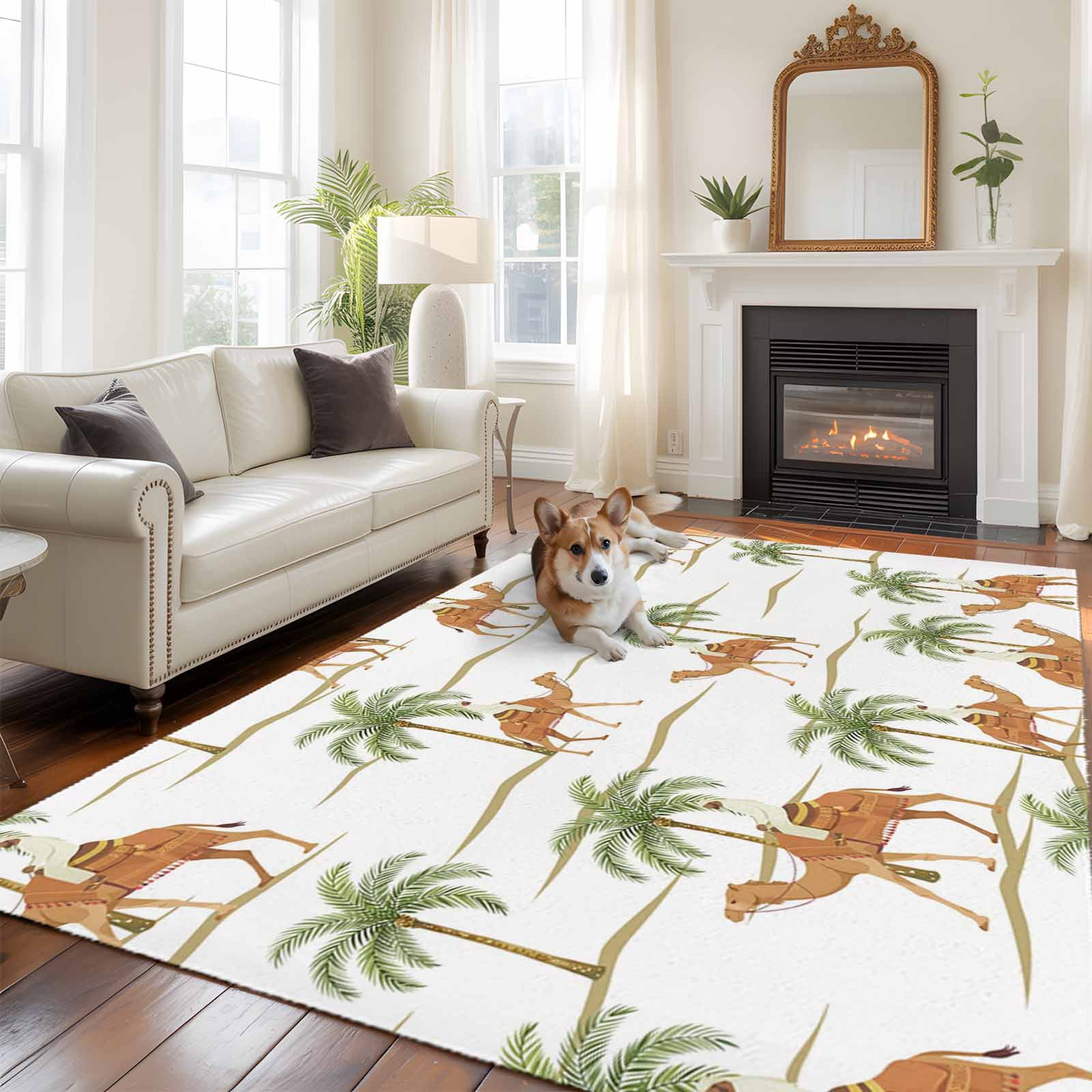 Brown Camels Large Area Rugs 6x9 ft Vintage Camels Date Coconut Tree ...