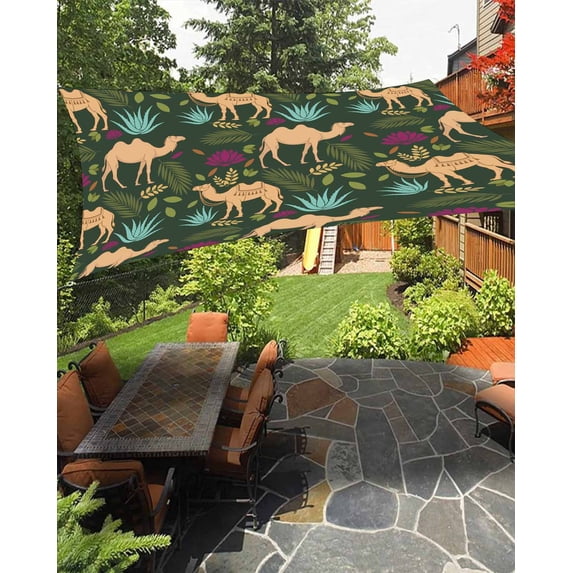 Brown Camels Sun Shade Sail 14'X18' Retro Date Coconut Tree Leaf Blue ...