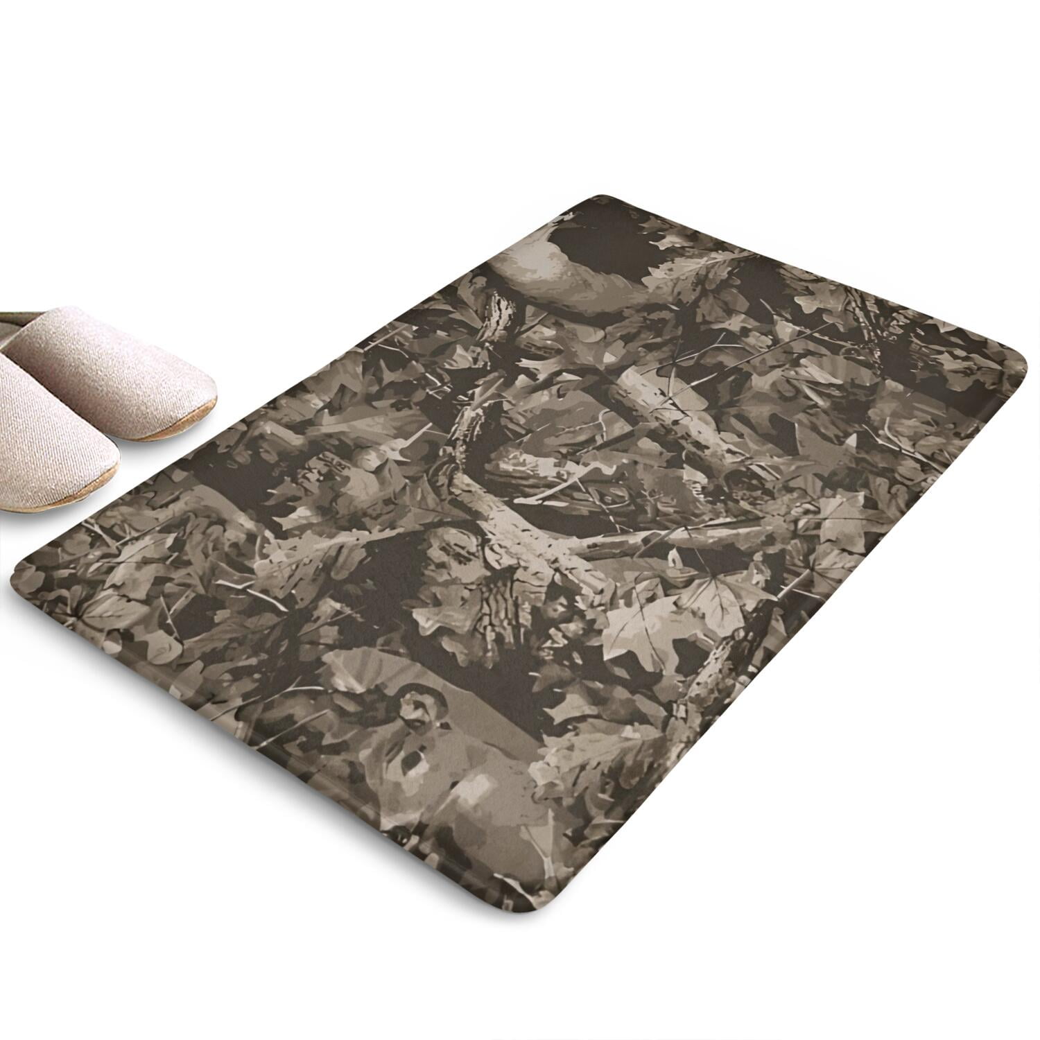 Brown Camo Deer Tree Pattern Flannel Non Slip Door Rugs,Washable Door ...