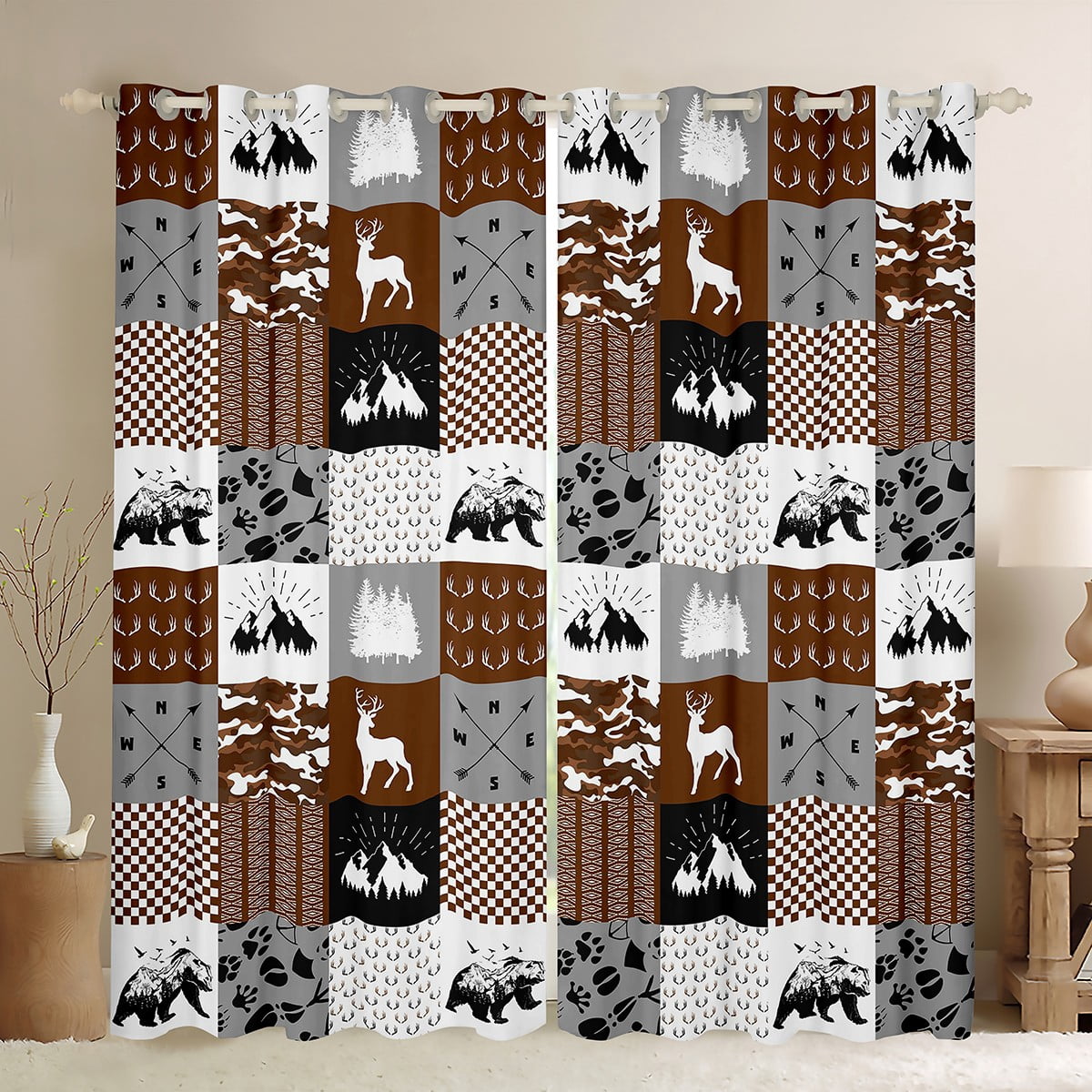 Brown Camouflage Curtains & Drapes Woodland Bear Elk Deer 30%-50% ...