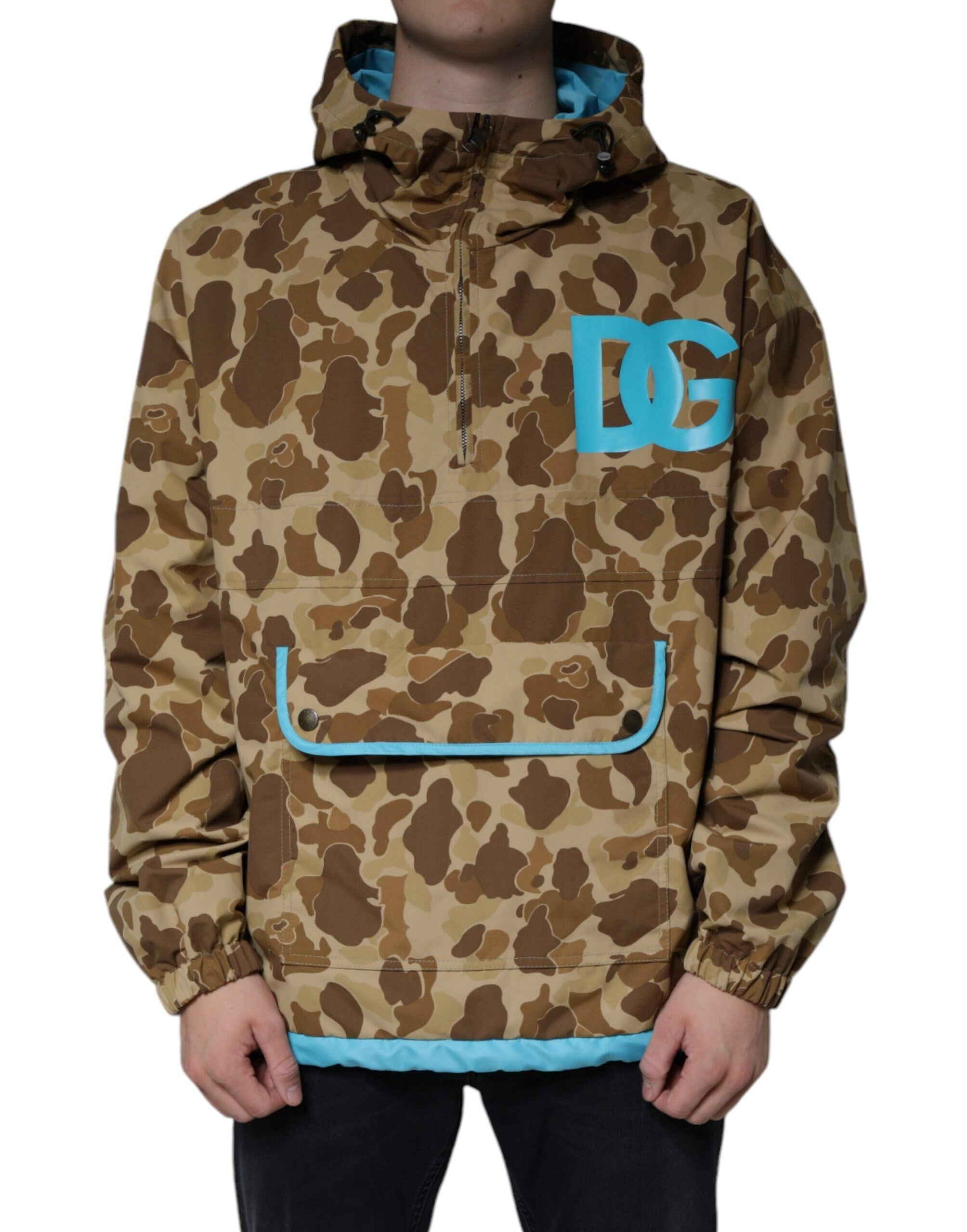 Dolce Gabbana Brown Camouflage Hooded Pullover Jacket - Walmart.com