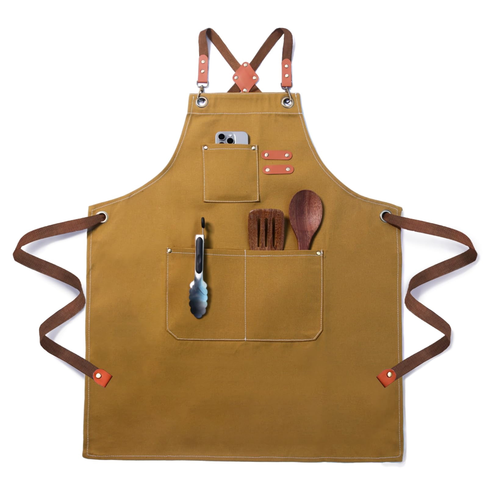 Brown Canvas Chef Cooking Apron For Men and Women - Walmart.com