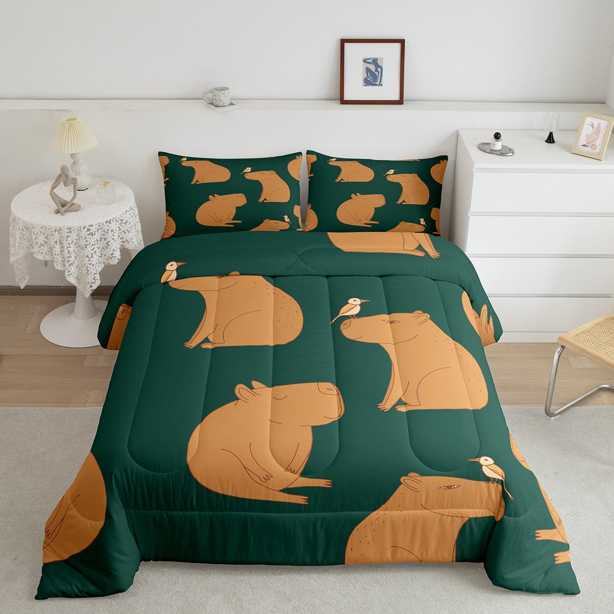 Brown Capybara Comforter Set Funny Rodent Animal Bedding for Teens ...