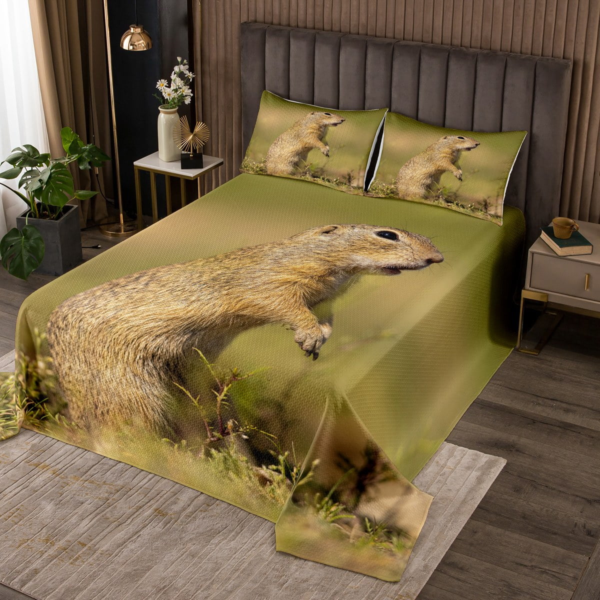Brown Capybara Quilt Set Funny Animal Bedspread Set for Boys Girls ...