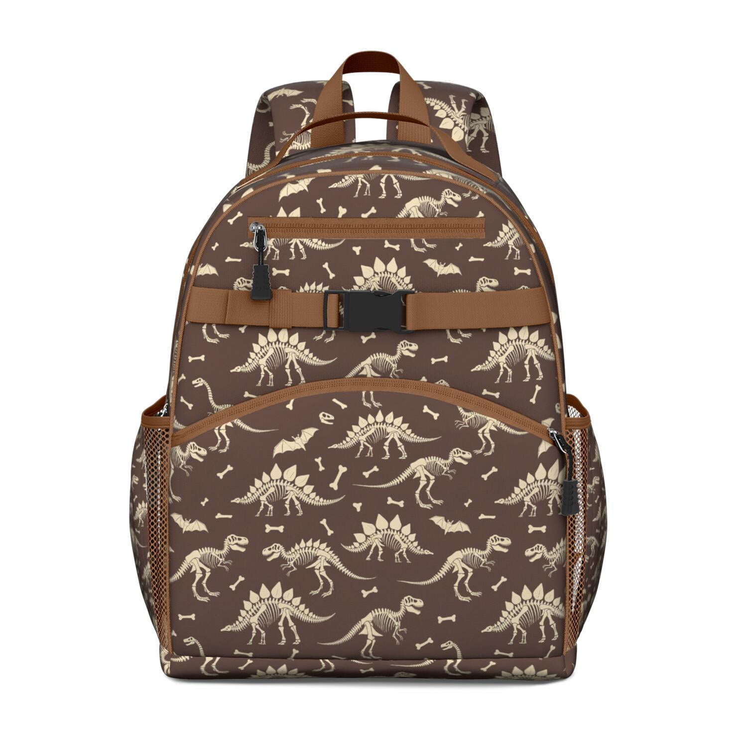 Brown Cartoon Dinosaurs Fossils Pattern Backpack for School,Cute School ...